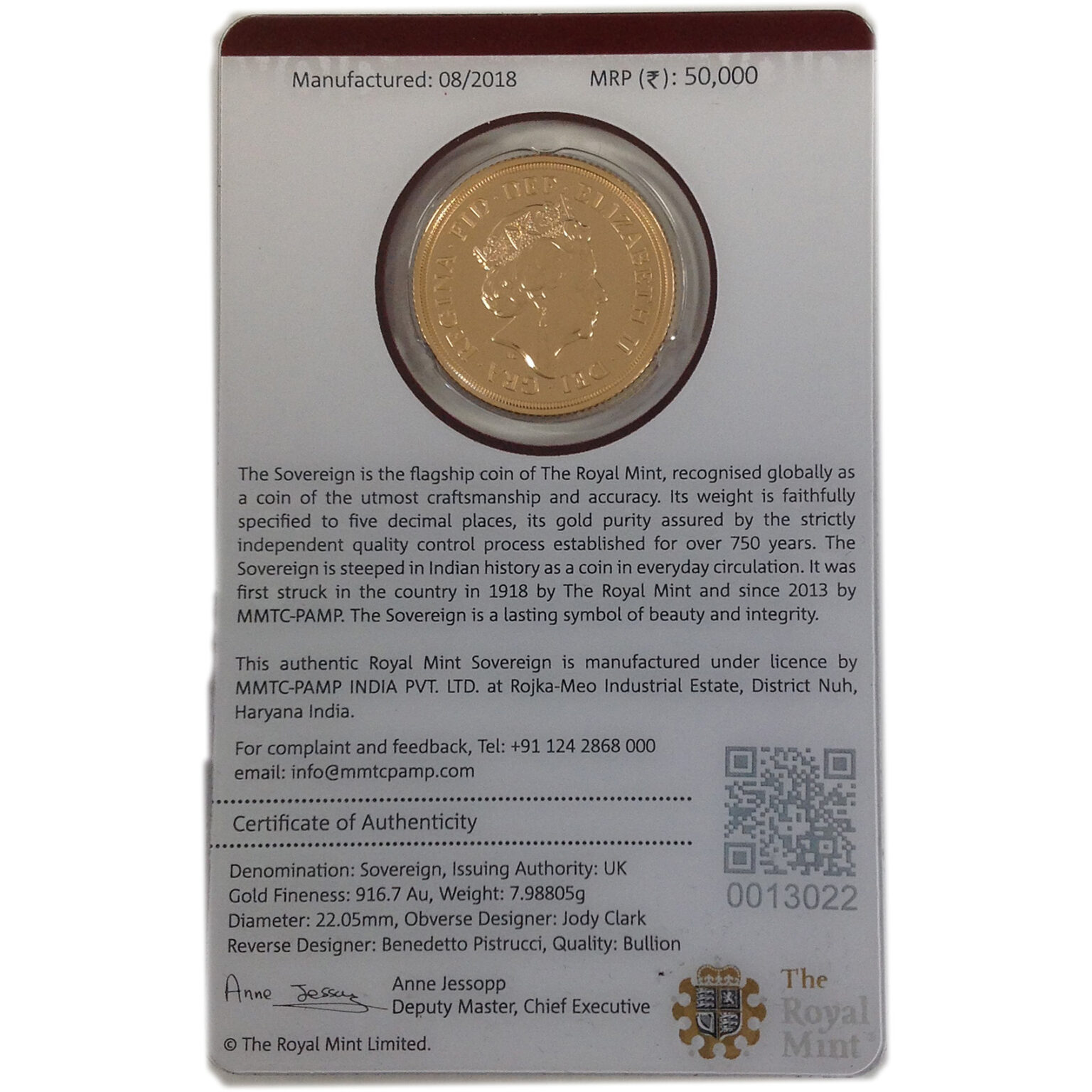 India Mint Mark Sovereign 2018 - ATS Bullion