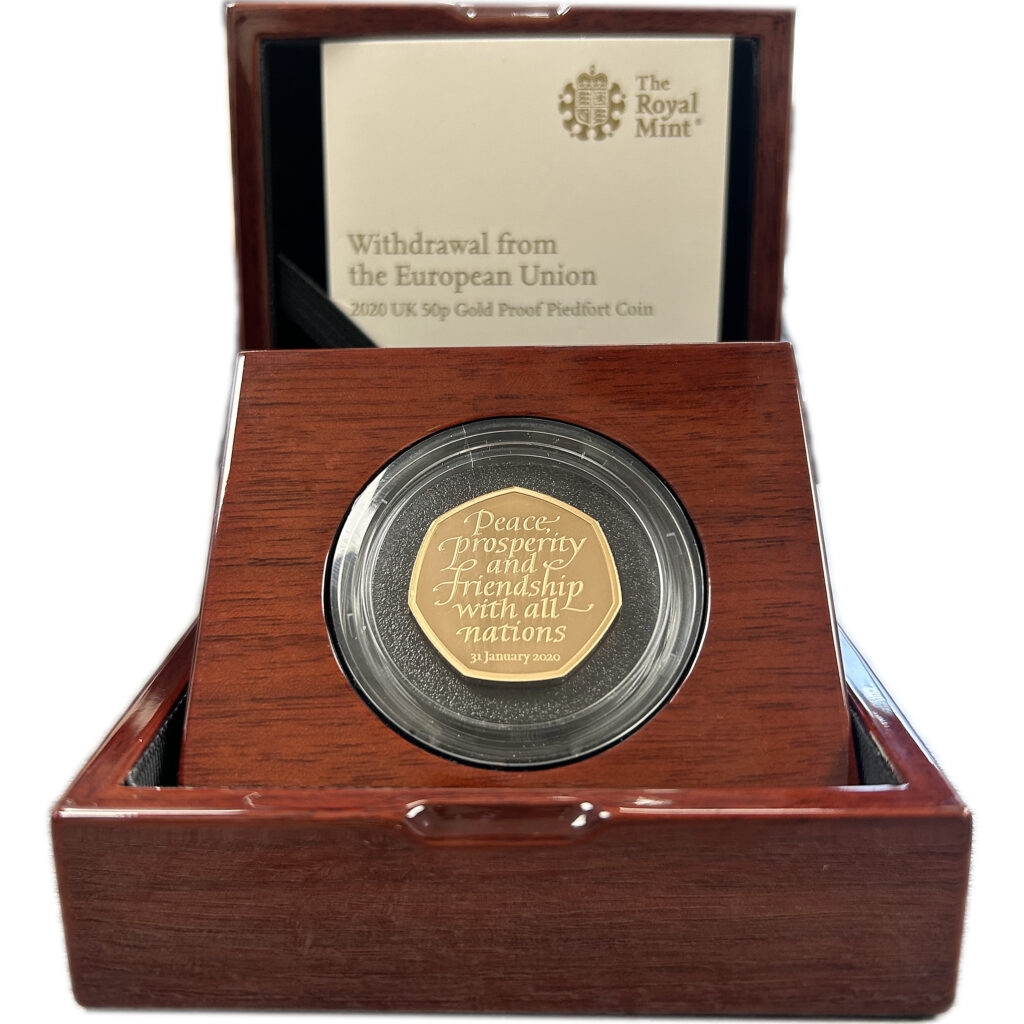 Proof Gold Piedfort 50p - Withdrawal from the European Union - ATS Bullion